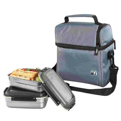 Cilio Isoliertasche Rocca mit 2 Lunchboxen grau